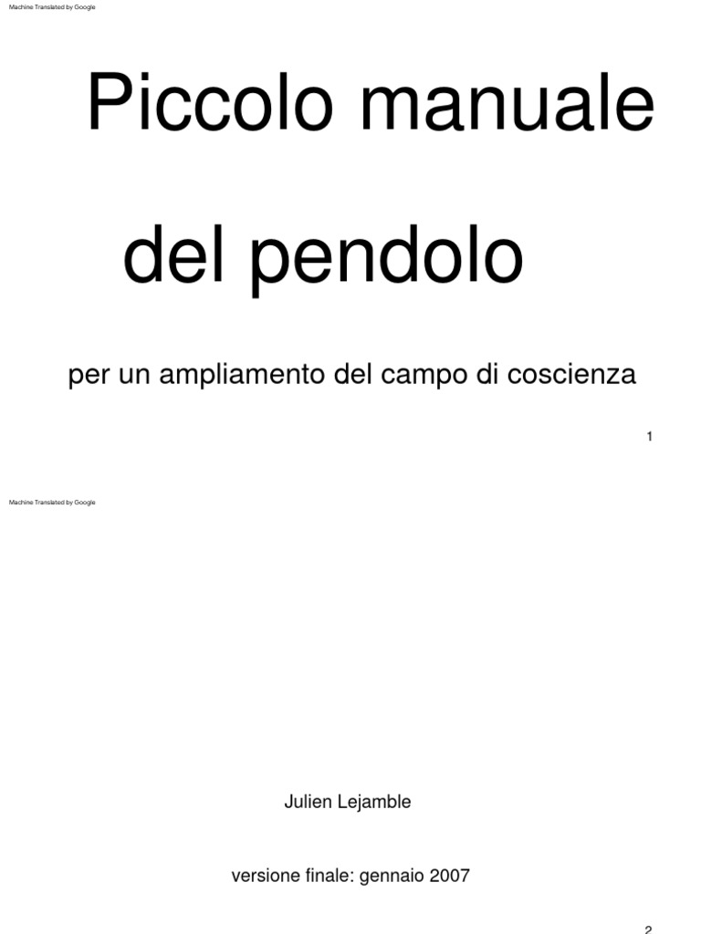 Manuale Pendolo Per Principiante | PDF