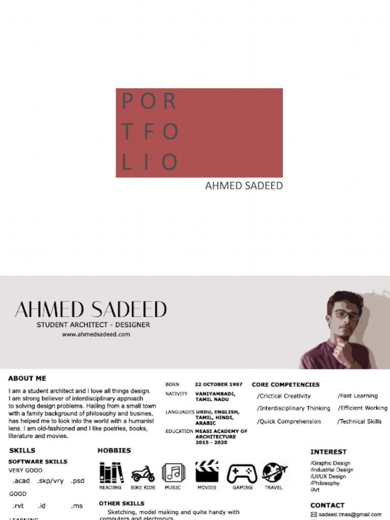 Ahmed Sadeed: Student Architect Portfolio | PDF