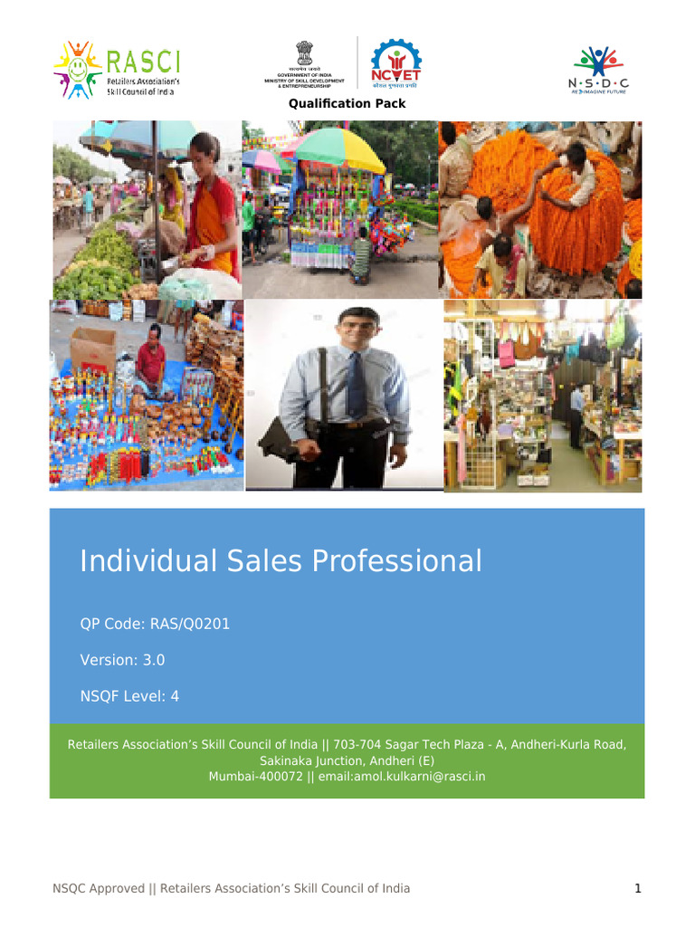 RASCI Qualification Pack 0201 - Individual Sales Professional | PDF ...
