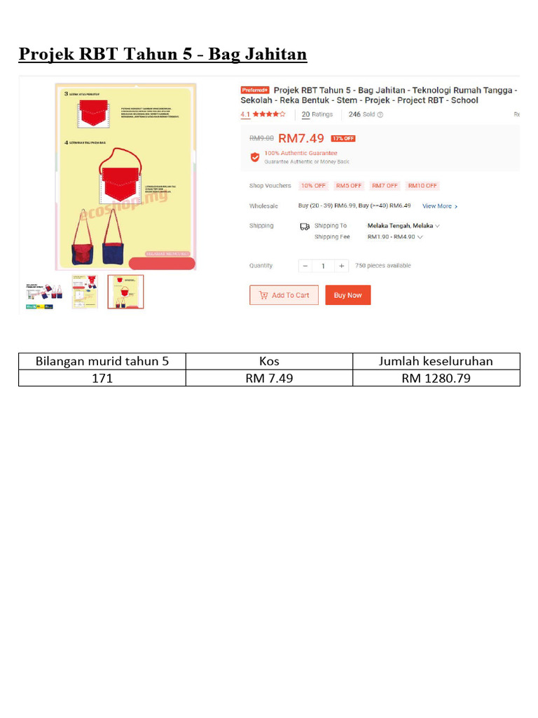 Projek RBT Tahun 5 - Bag Jahitan | PDF