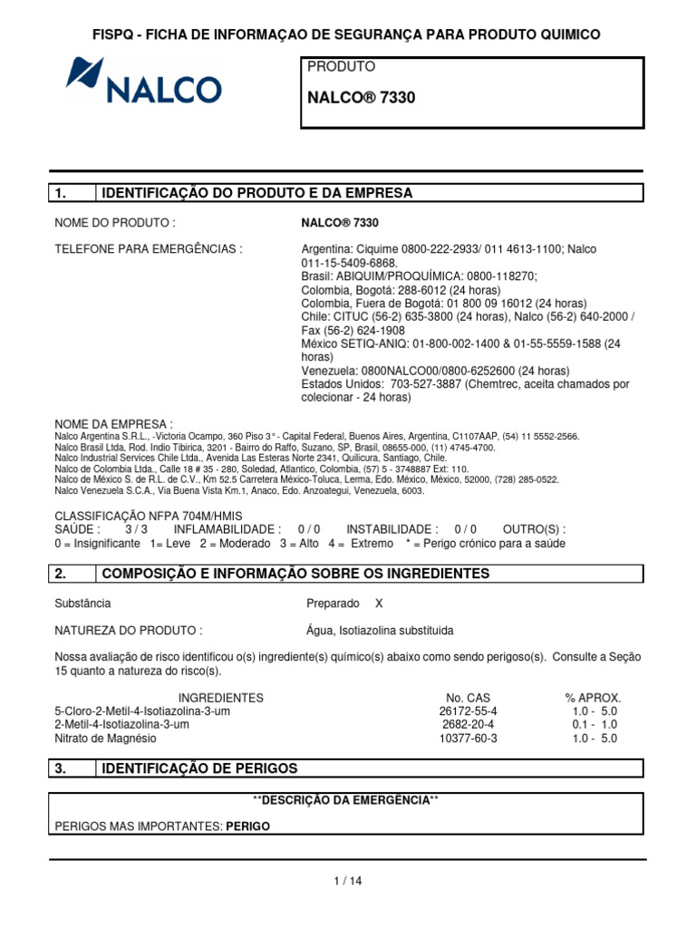 5 - Nalco | PDF | Química | Oxigênio