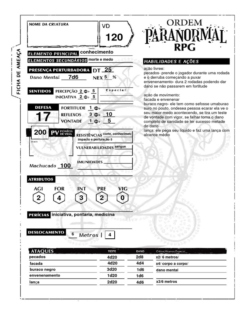 Ficha para RPG | PDF