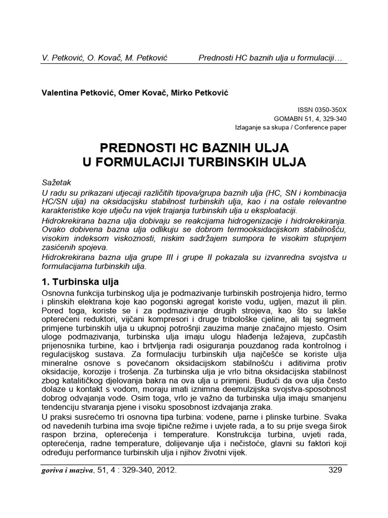 Prednosti HC Baznih Ulja Modrica - Hcbazna Ulja | PDF