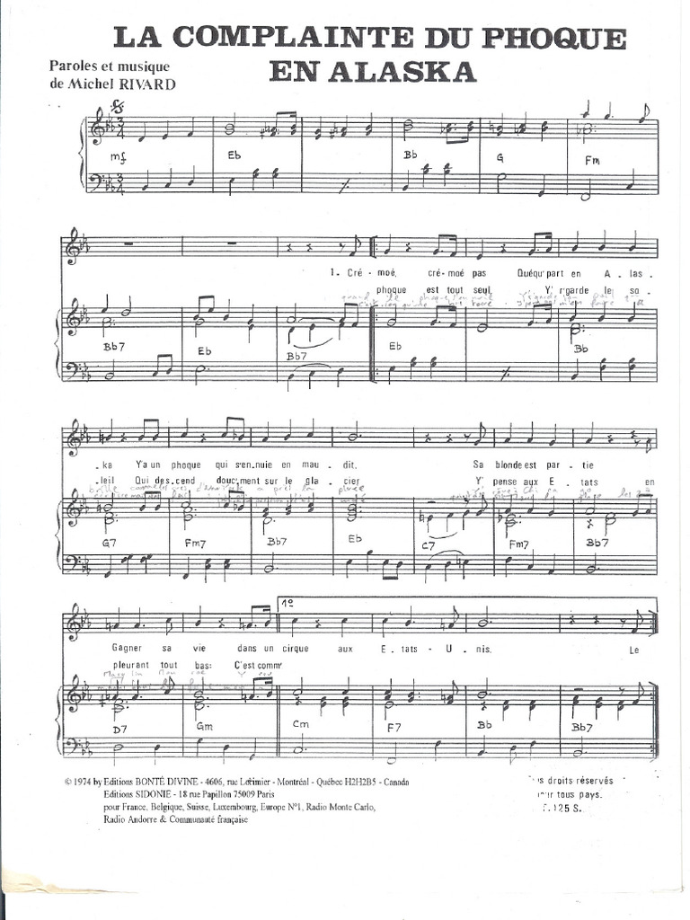 Beau Dommage-La complainte du phoque en Alaska | PDF