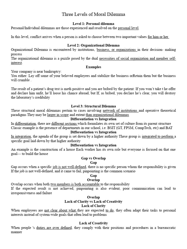 c1 l3 Three Levels of Moral Dilemma | PDF