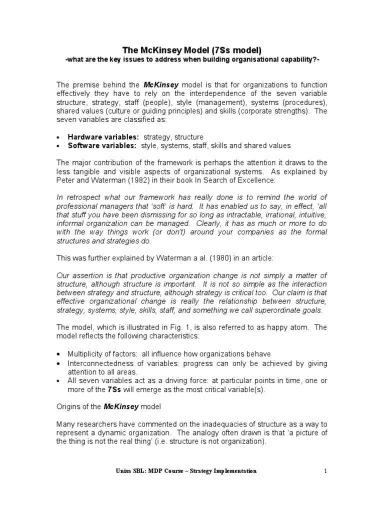 The McKinsey Model | PDF | New Product Development | Strategic Management