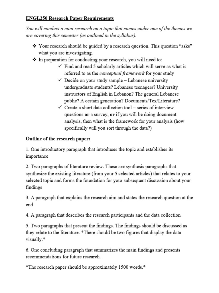 ENGL250 Research Paper Guide | PDF | Science