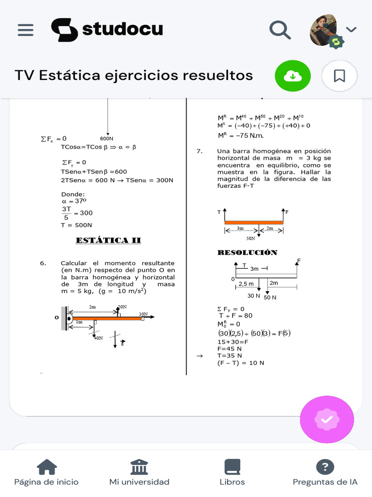 TV Estática Ejercicios Resueltos - ESTÁTICA I ¿Cuál Es La Gráfica Que Mejor Representa El ...