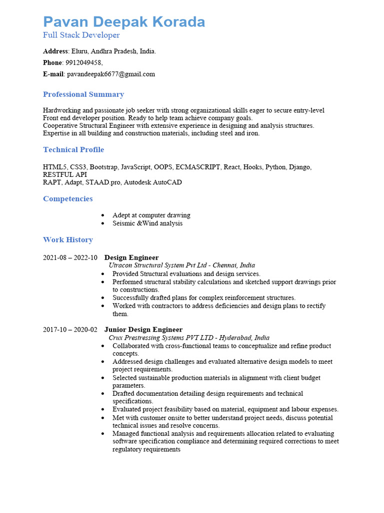 Pavan Deepak Korada Full Stack Developer | PDF Pavan Deepak Korada Full Stack Developer | PDF