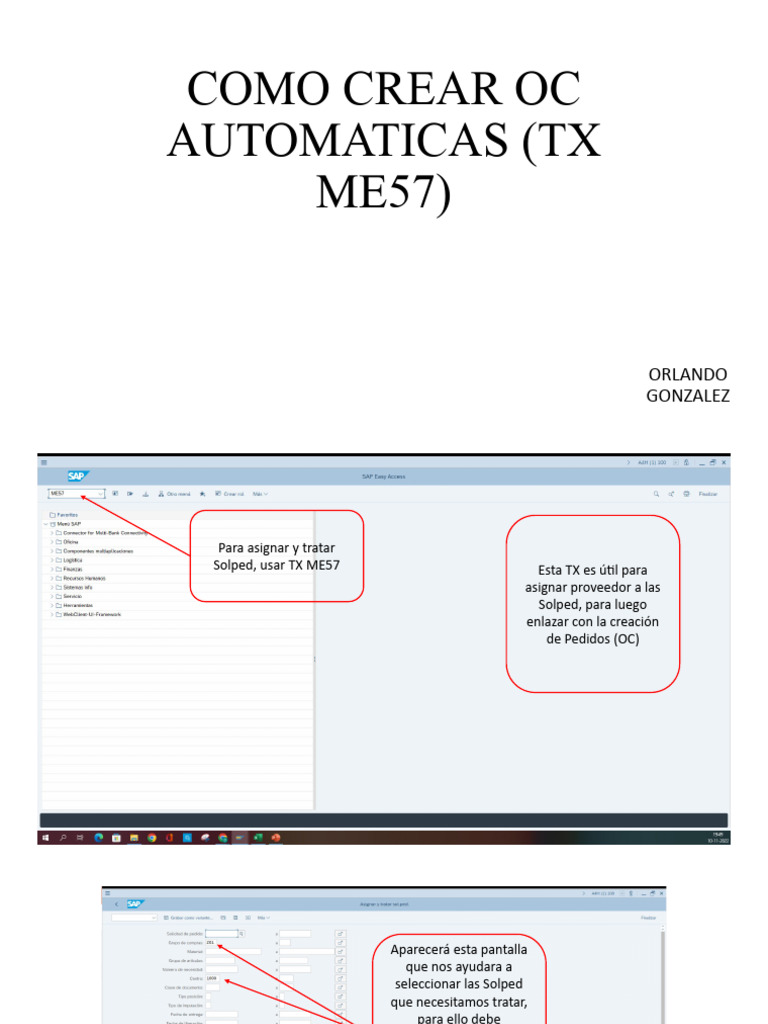 Crear Oc Automaticas (TX Me57) Sap Hana | PDF