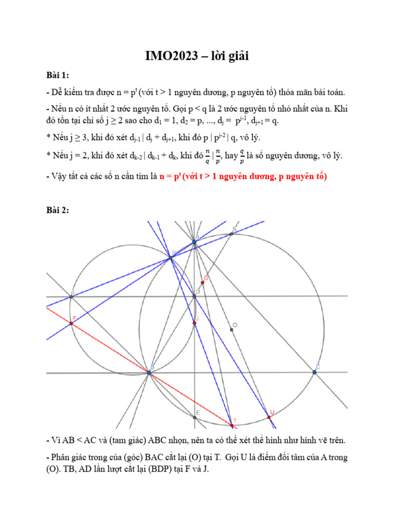 IMO2023 - Đáp Án (Đinh Vũ Tùng Lâm) | PDF