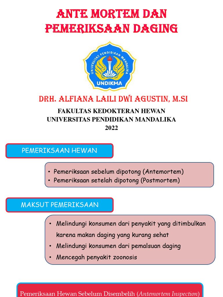 Pemeriksaan Antemortem dan Postmortem Daging | PDF