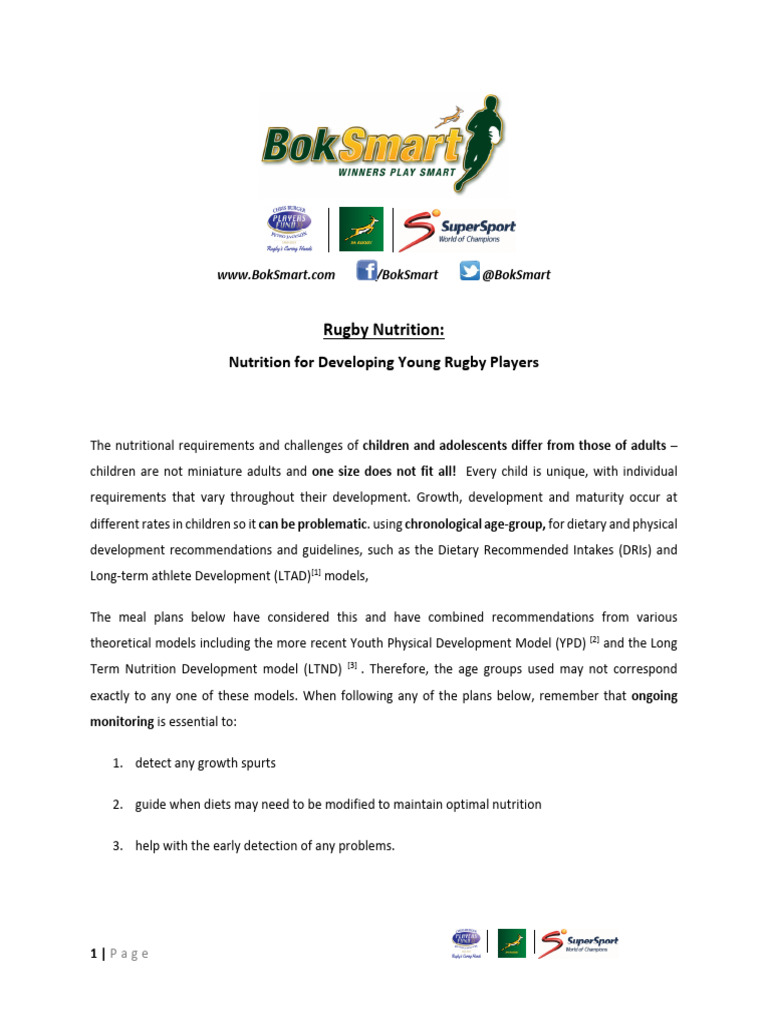 Rugby Eating Plan | PDF