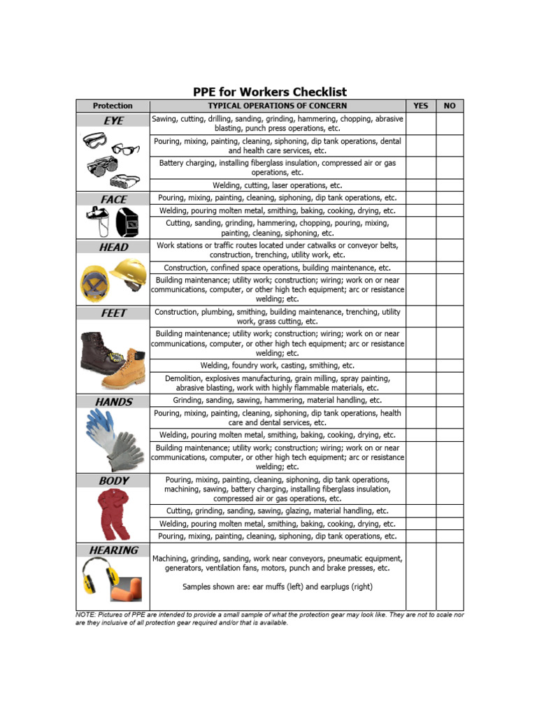 PPE Workers Checklist | Download Free PDF | Welding | Construction
