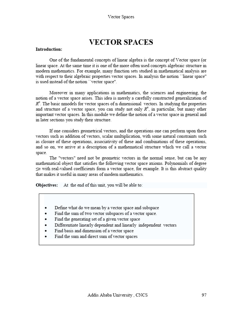 vector spaces | PDF