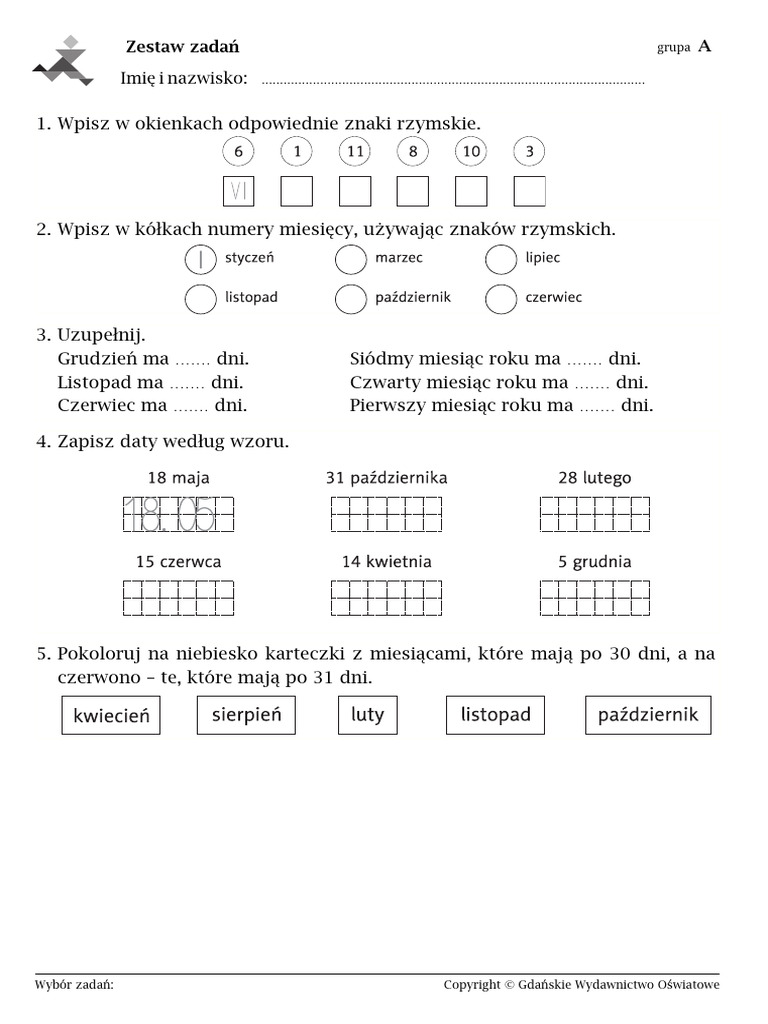 znaki rzymskie klasa 3 | PDF