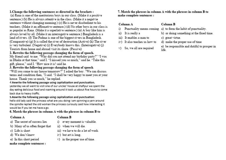 Rewrite The Following Passage Using Capitalization and Punctuation | PDF