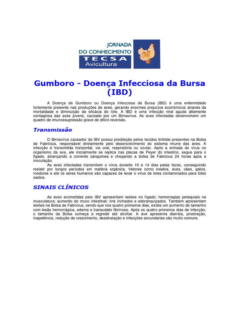 GUMBORO Doenca Infecciosa Da Bursa | PDF | Vírus | Infecção