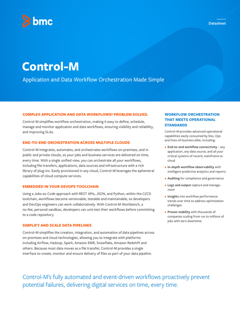 Control-M Datasheet | PDF | Cloud Computing | Apache Hadoop