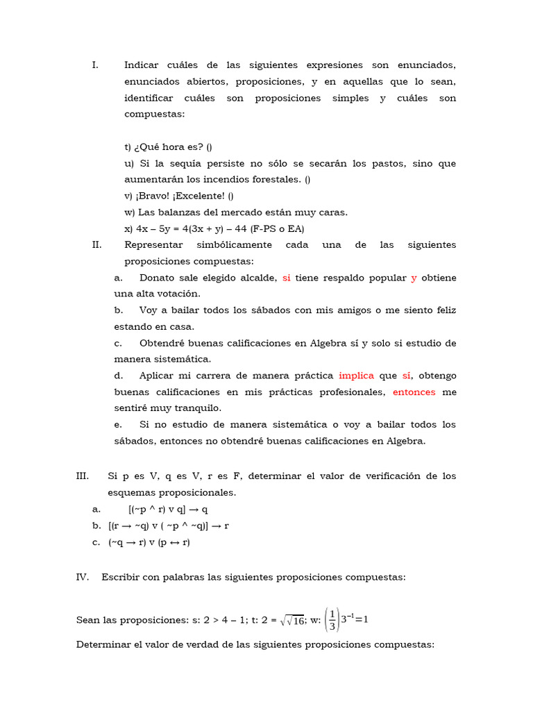 Análisis de Proposiciones Lógicas | PDF