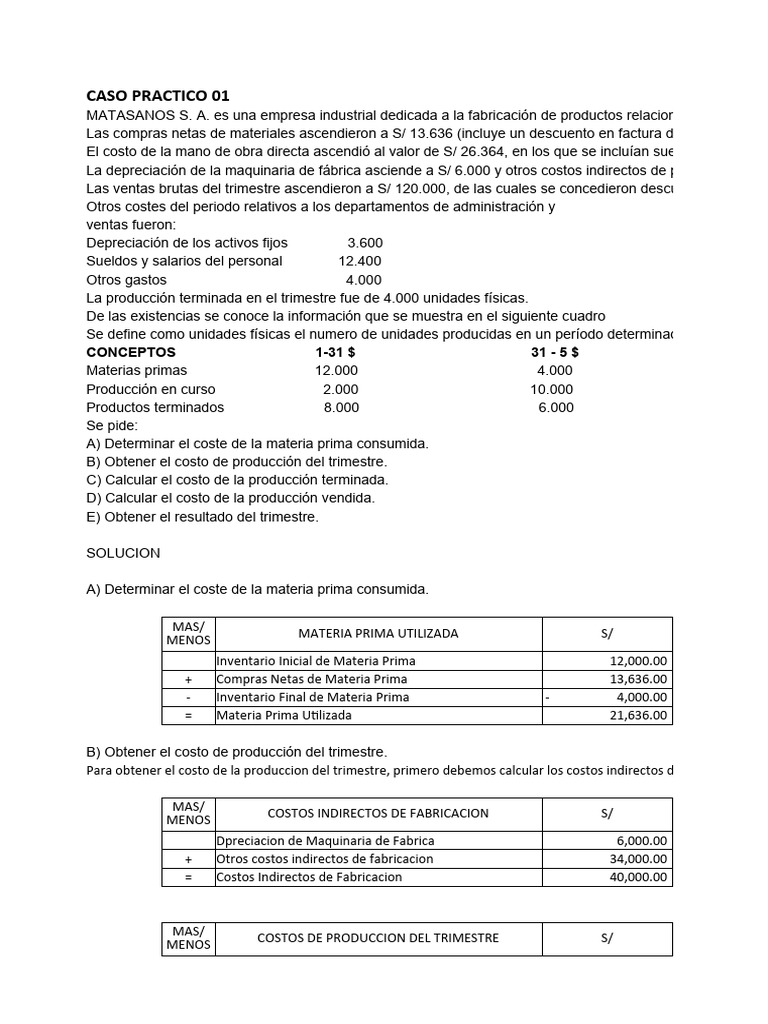 Caso Practico 1 - Sist. de Costos Por Ordenes | PDF