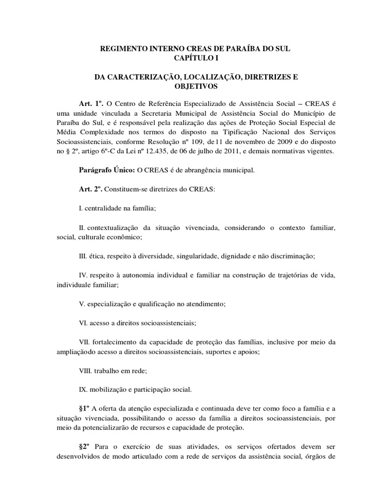 Regimento Interno - CREAS (1) .pARAIBA | PDF