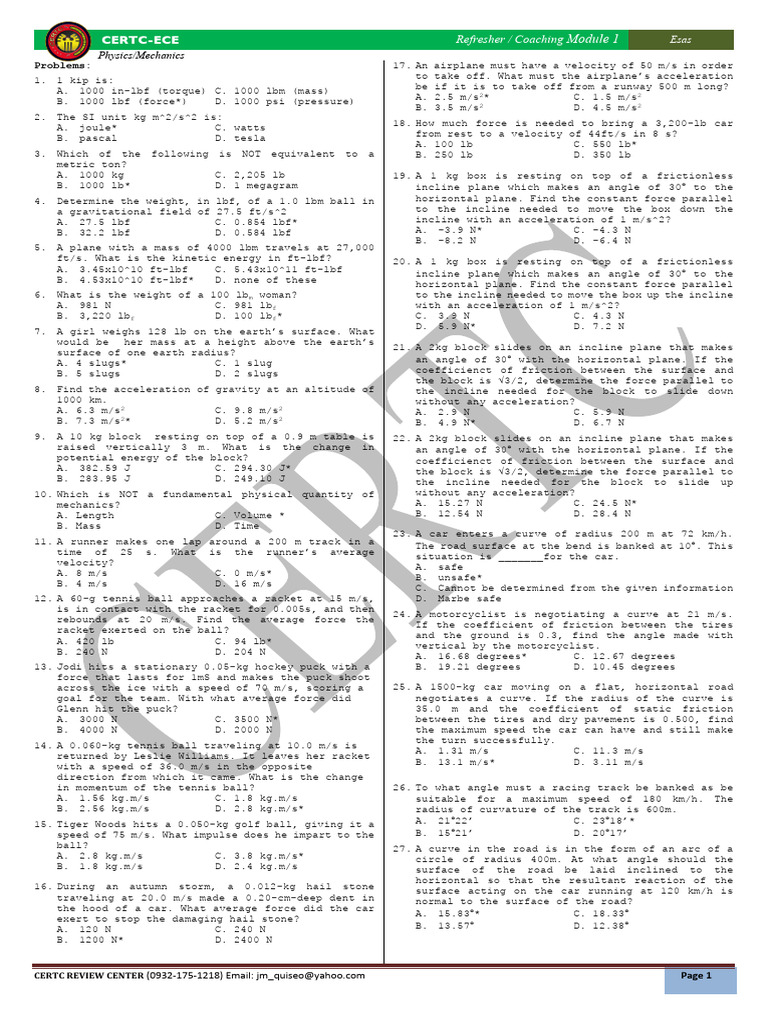 Esas Refresher 1 2022 Mixed KEY | PDF