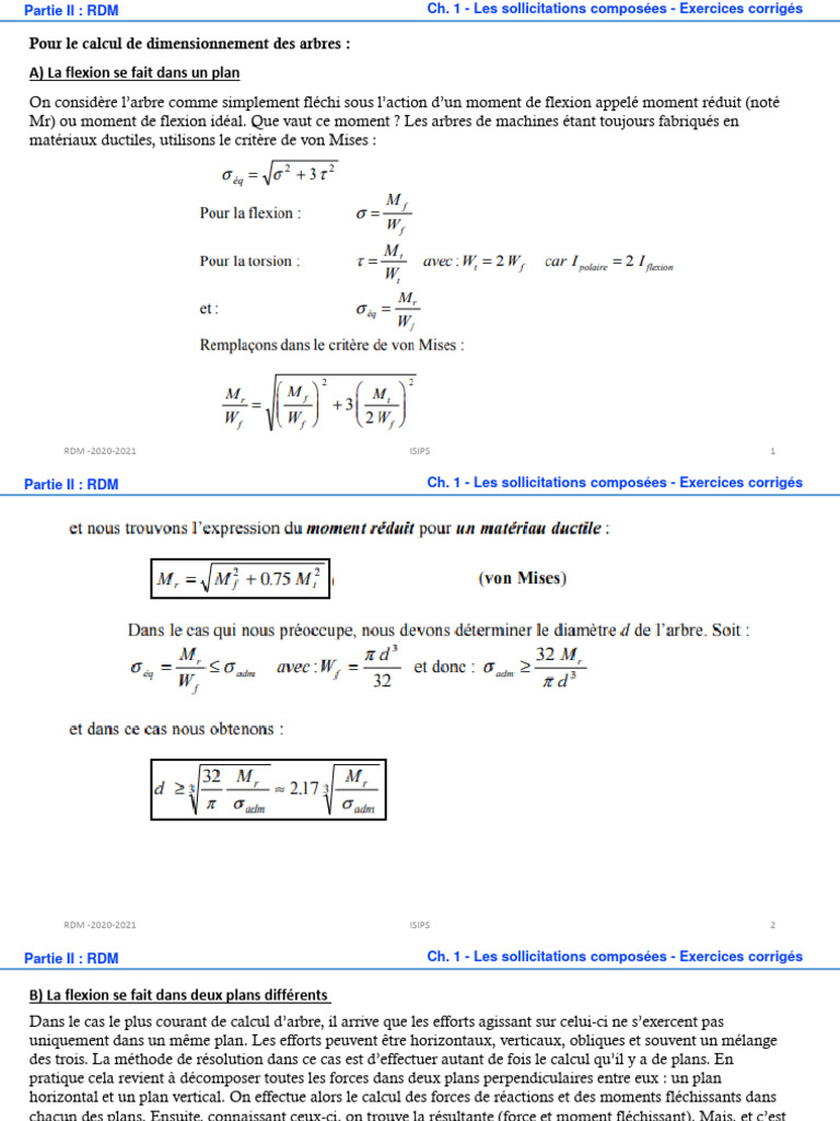1er Serie Exercices - Sollicitations Composées | PDF | Méthodes et références pédagogiques ...