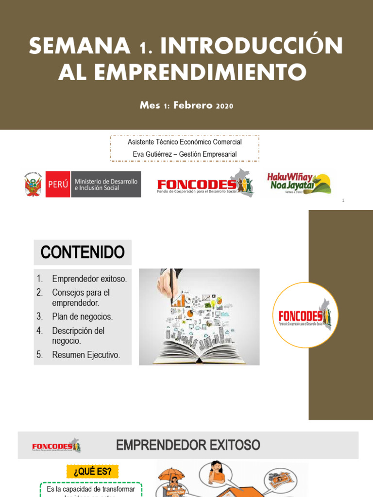 Semana 1 - Introduccion Al Emprendimiento | PDF Semana 1 - Introduccion Al Emprendimiento | PDF