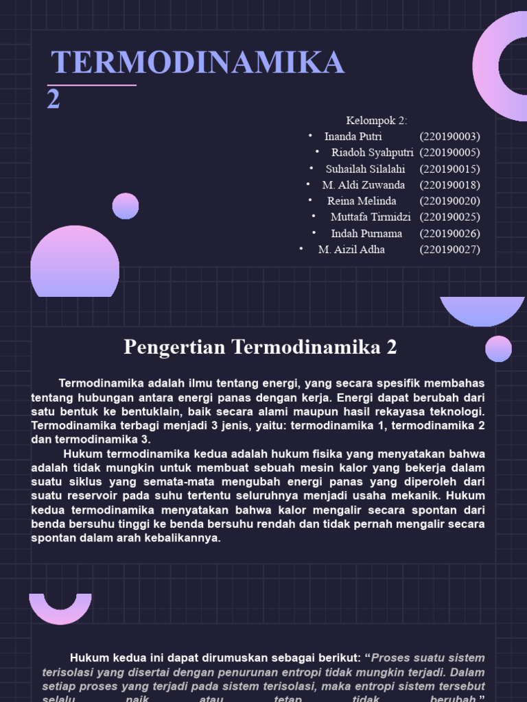 KIMIA DASAR 2 KEL. 2 - Termodinamika 2 | PDF