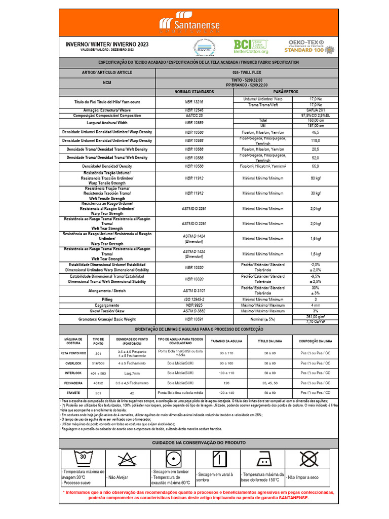 Ficha Twill Flex | PDF