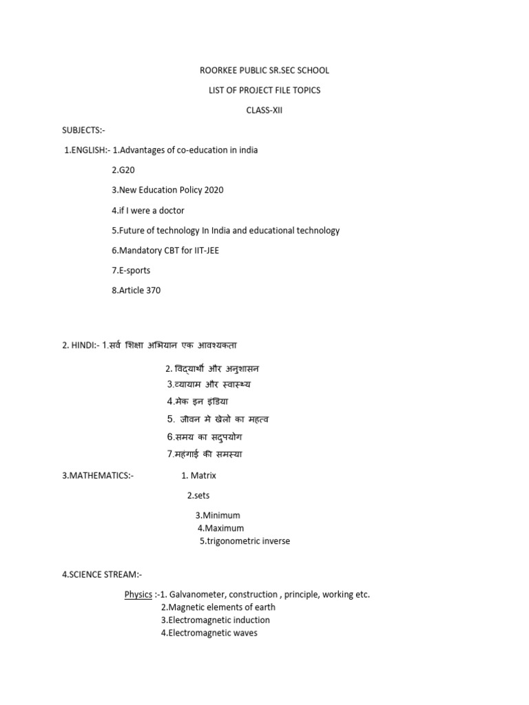 Class 12 Project Download Free Pdf Science Physical Sciences