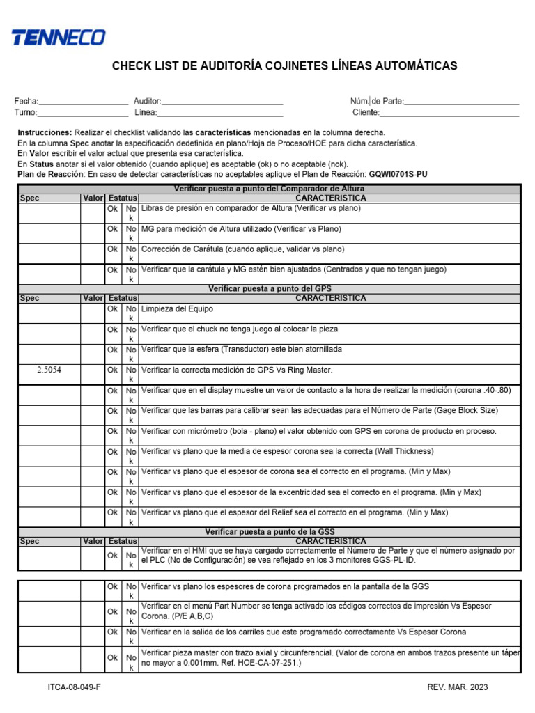 Check List Auditoria | PDF