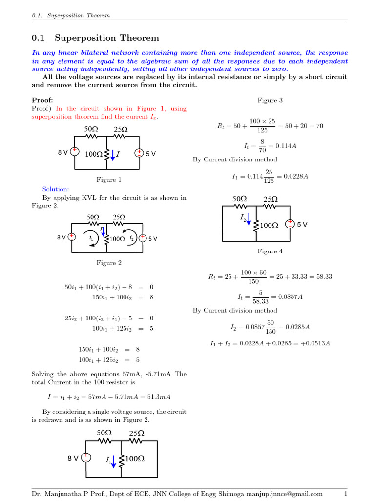 Network Theorems Superposition Theorem Millman Theorem Thevenin Theorem