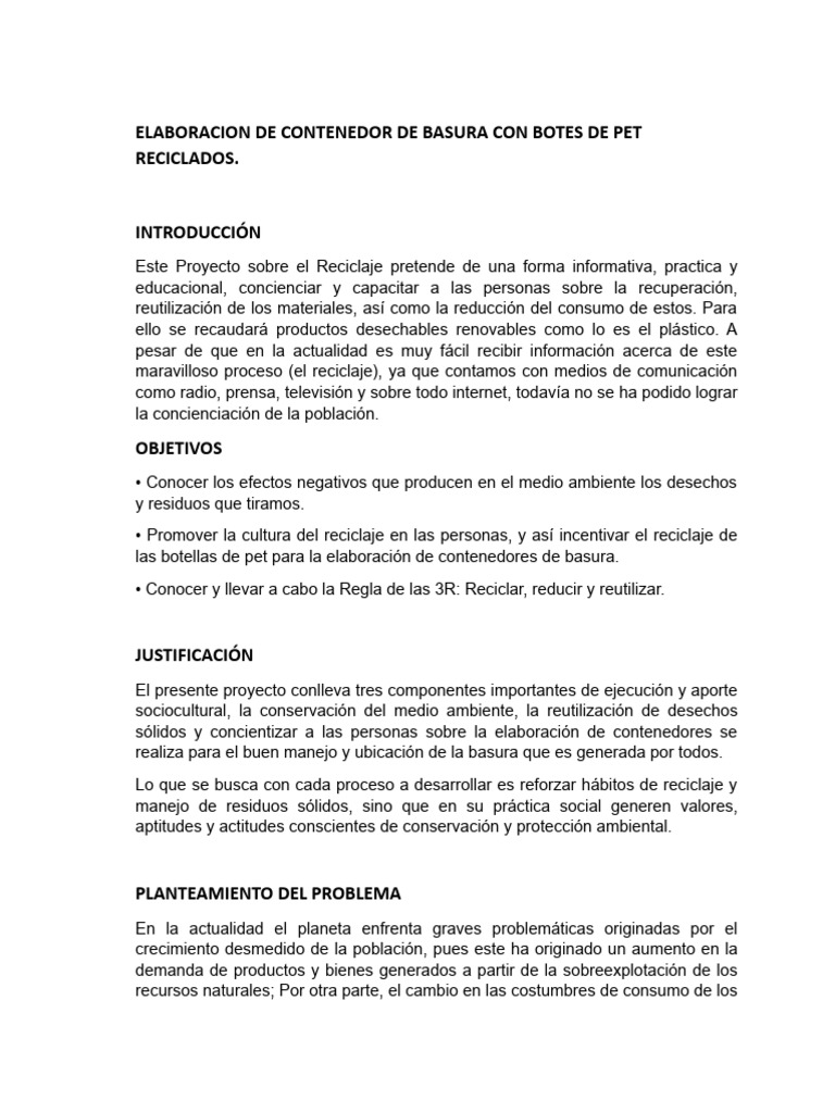 Proyecto Reciclaje Pdf