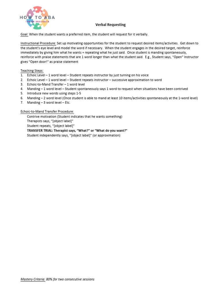 Verbal Requesting | Download Free PDF | Behavioural Sciences | Human ...