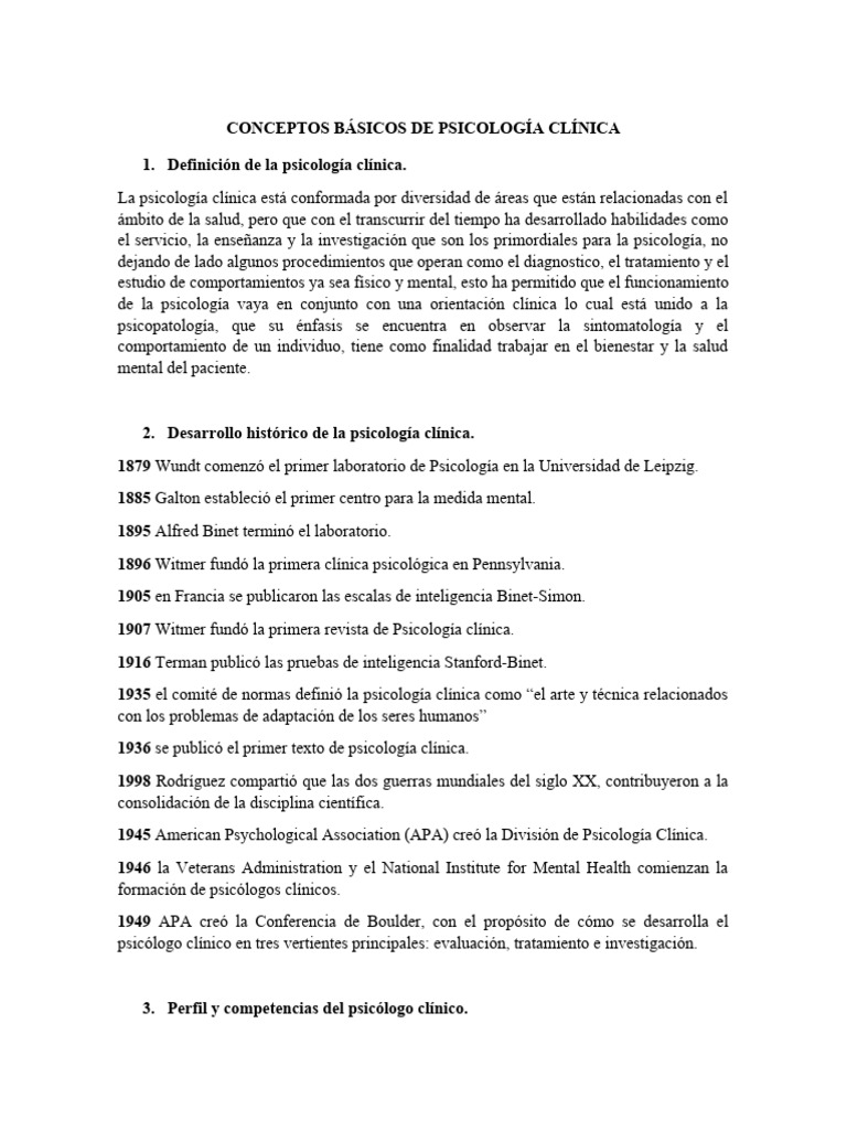 Conceptos Básicos de Psicología Clínica | PDF | Sicología | Psicología clínica