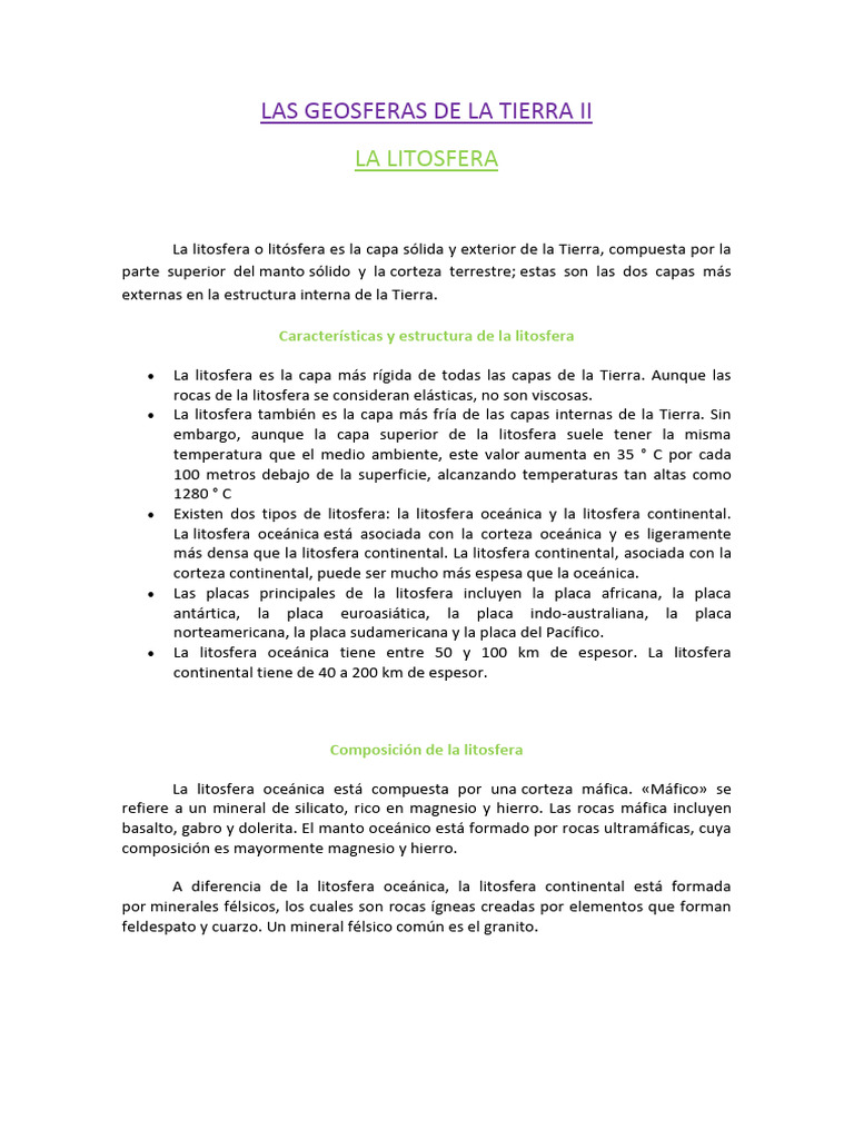 Las Geosferas de La Tierra Ii Litosfera | PDF