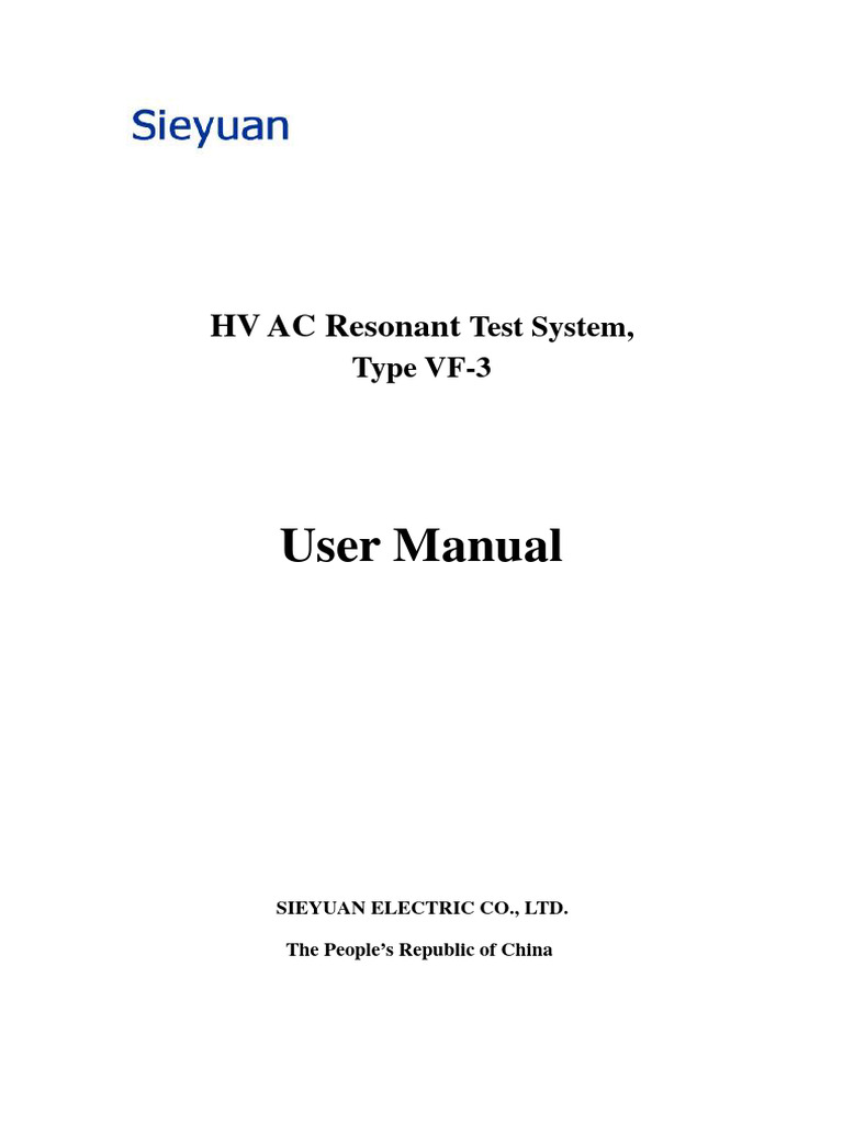 User manual of VF-3 test system | PDF