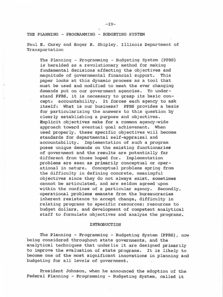 The Planning - Programming - Budgeting System E. Carey and Roger R ...