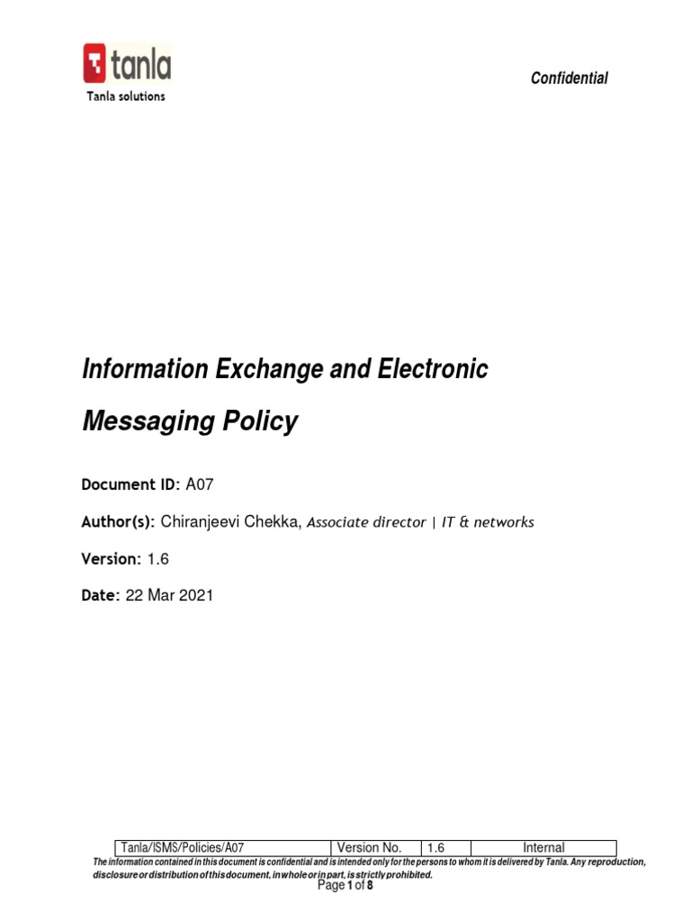 Information Exchange and Electronic Messaging Policy: Tanla Solutions ...
