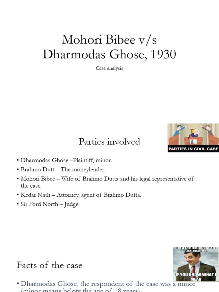 Mohori Bibee v. Dhurmodas Ghose - Nipun Malhotra | PDF