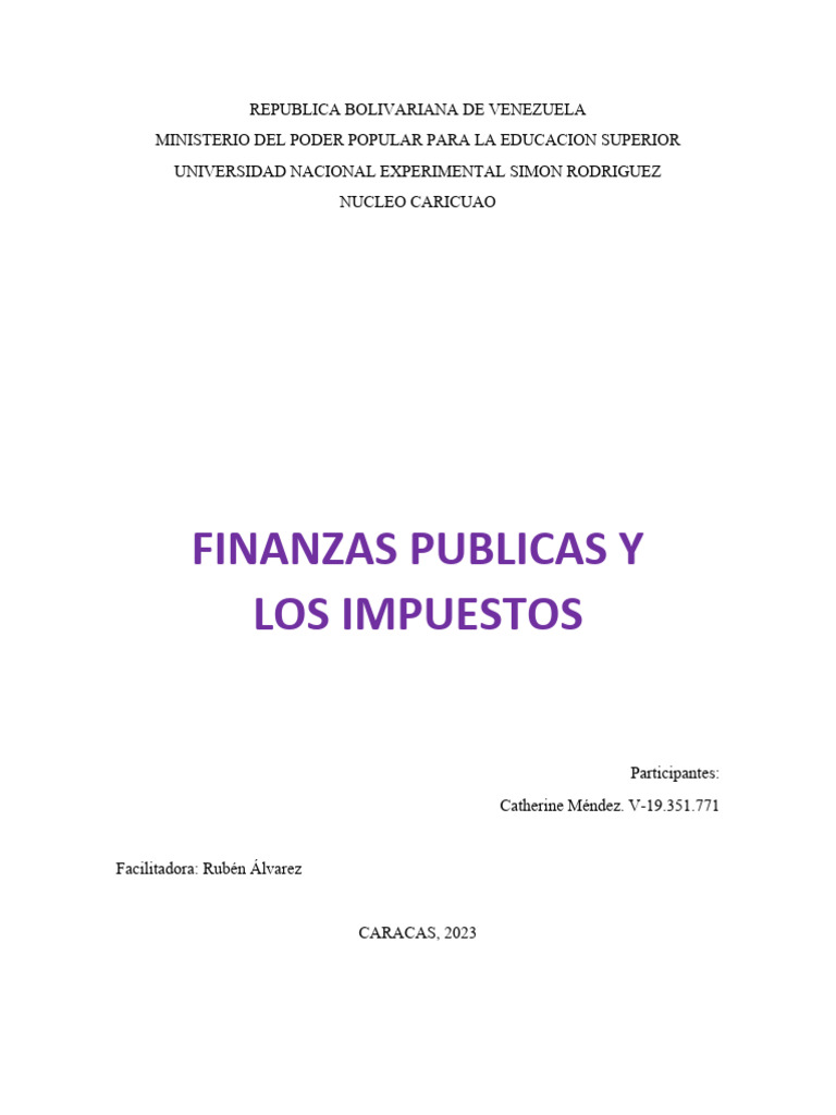 Finanzas Publicas y Los Impuestos | PDF | Presupuesto | Venezuela