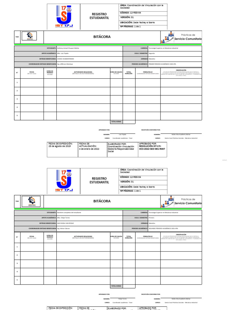 Bitacoras Imprimir Anthony | PDF