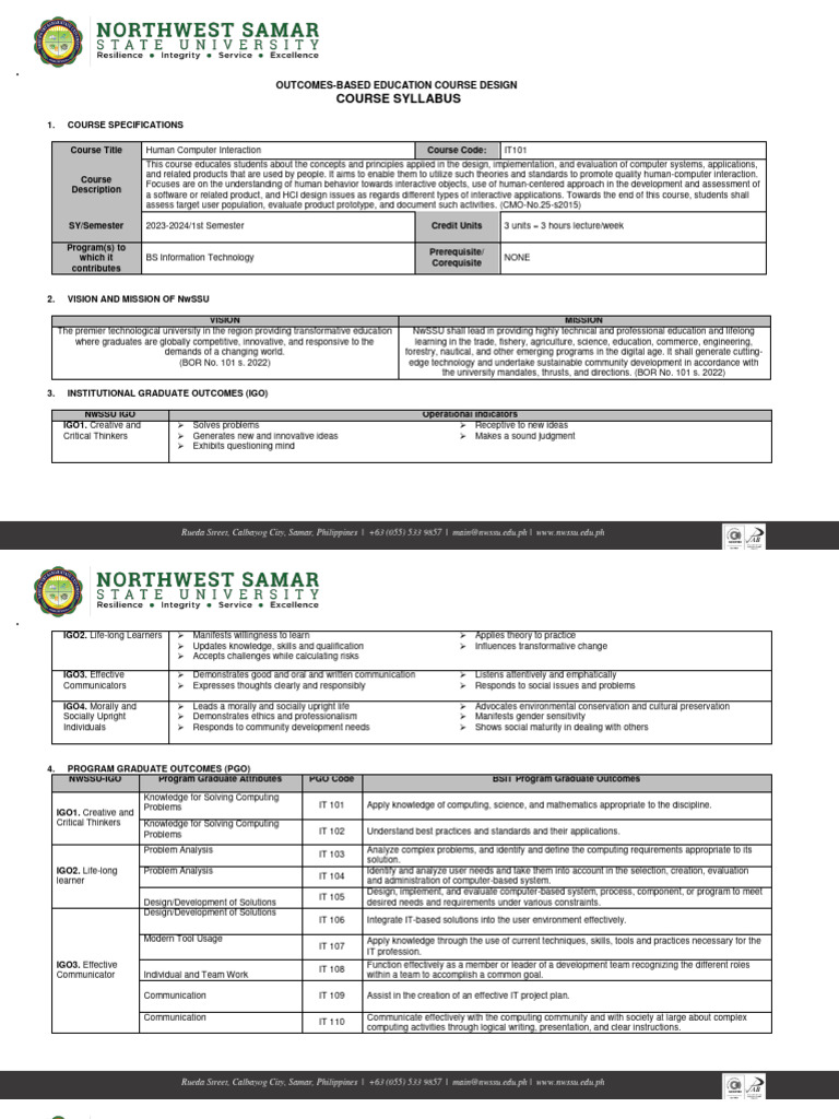 Human-Computer Interaction Course Syllabus | PDF