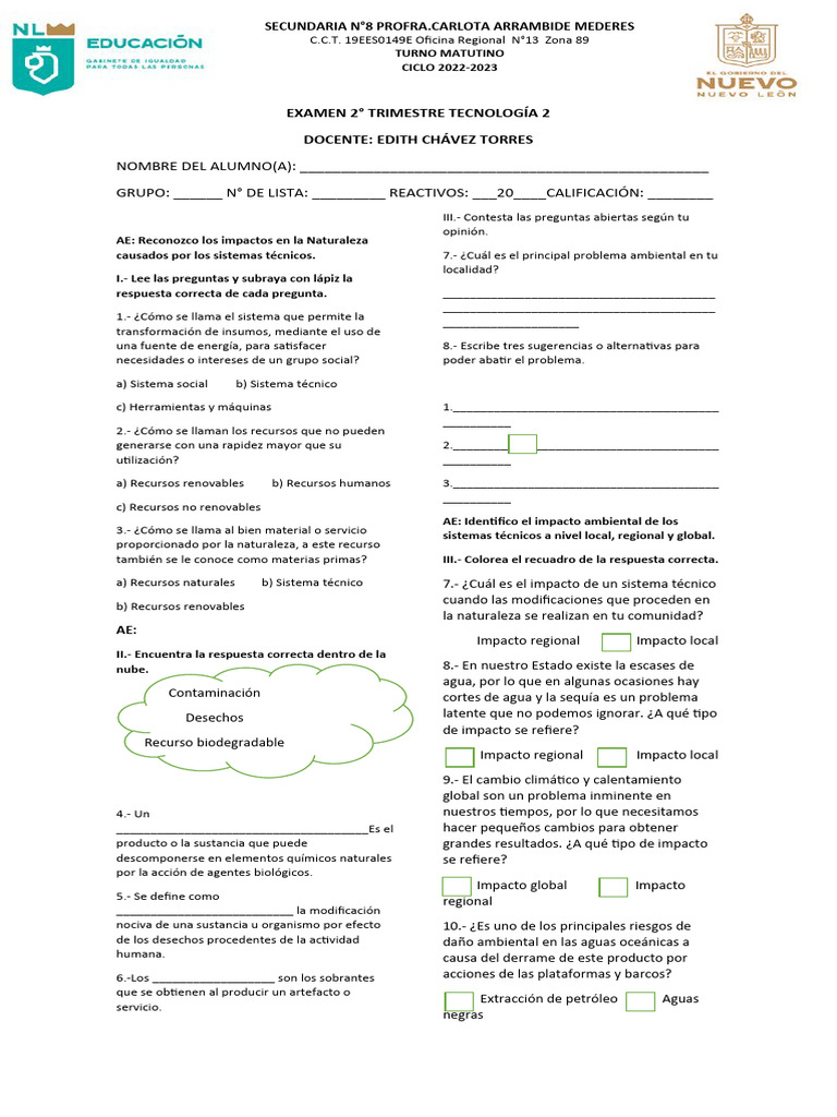 Examen II de Tecnología 2 | PDF