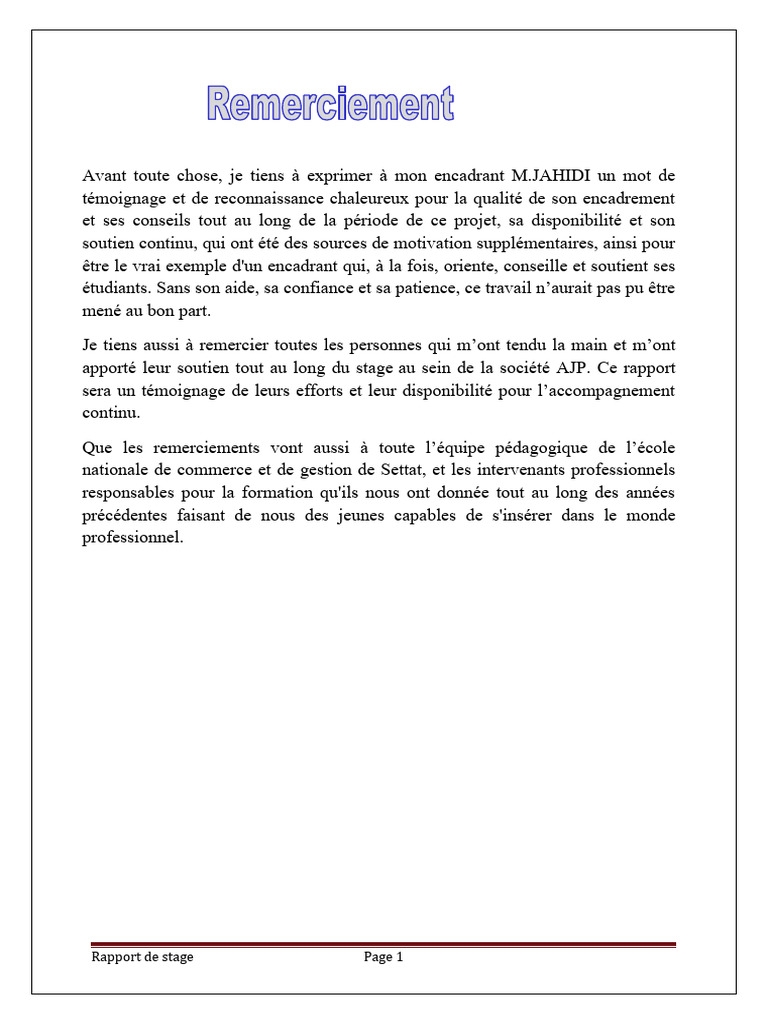 Rapport de stage AJP S8 | PDF