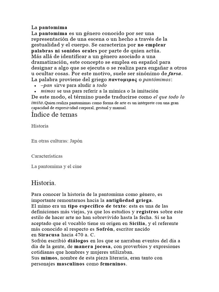 La Pantomima | PDF | Clásicos