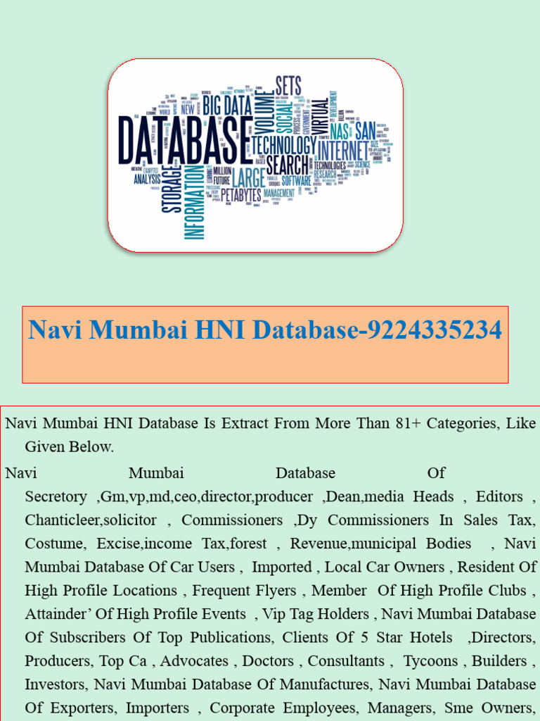 Navi Mumbai HNI Database .8152450.Powerpoint | PDF