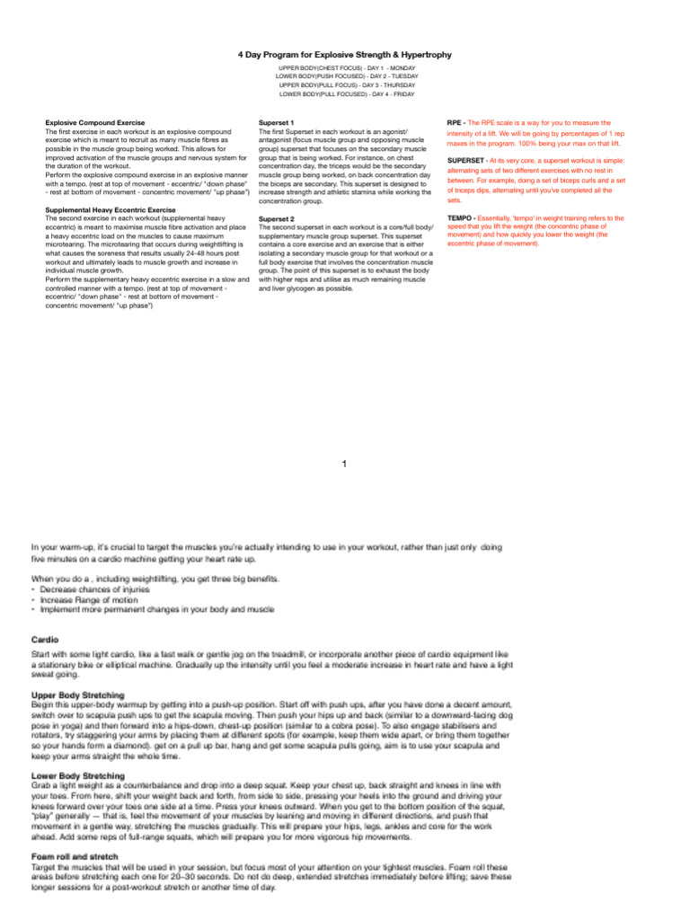 4 Day Strength Program | PDF